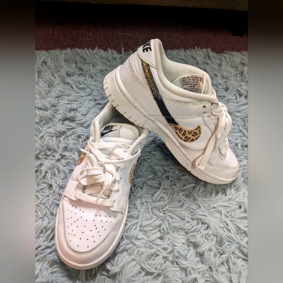 Nike | Shoes | Nike Dunks Womens 65 Cheetah Print Swoosh | Poshmark